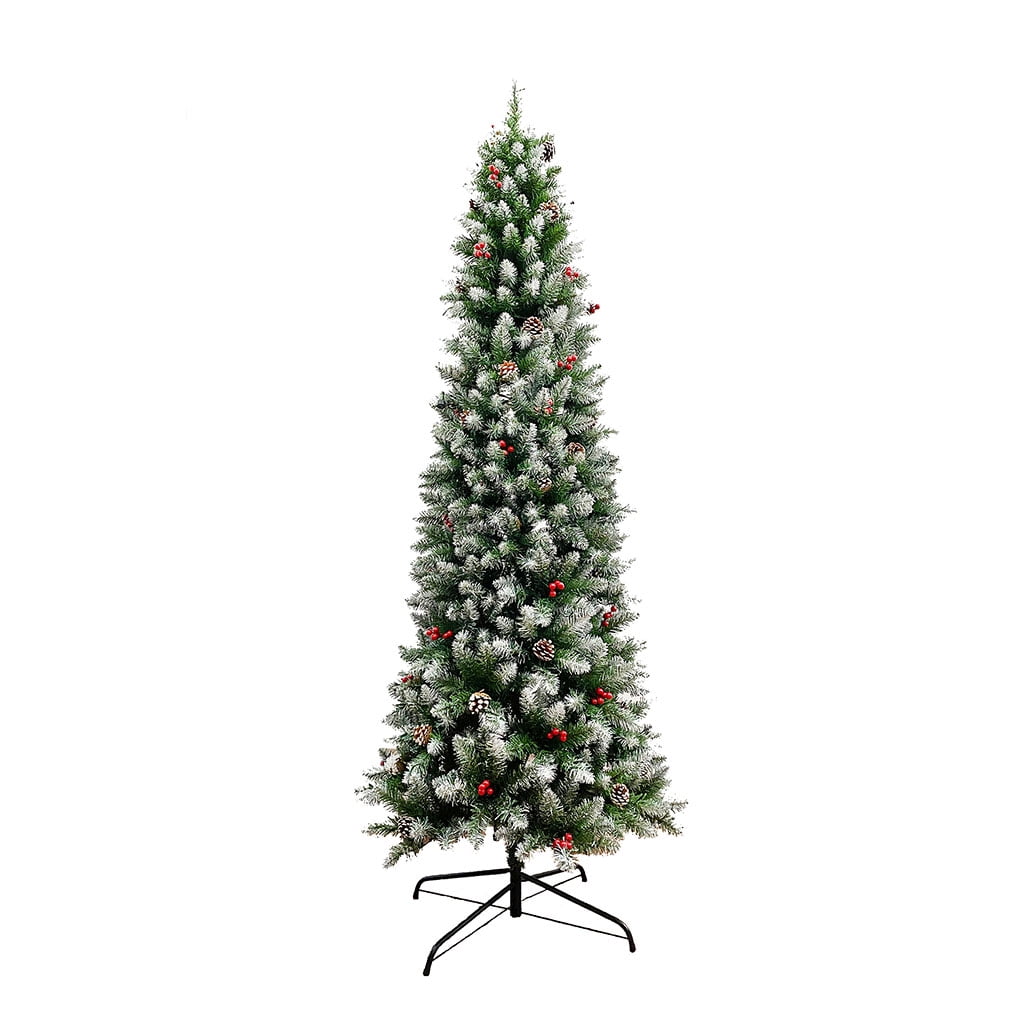 Perfect Holiday 7 Ft Frosted Norwood Pencil Pine Christmas Tree with ...
