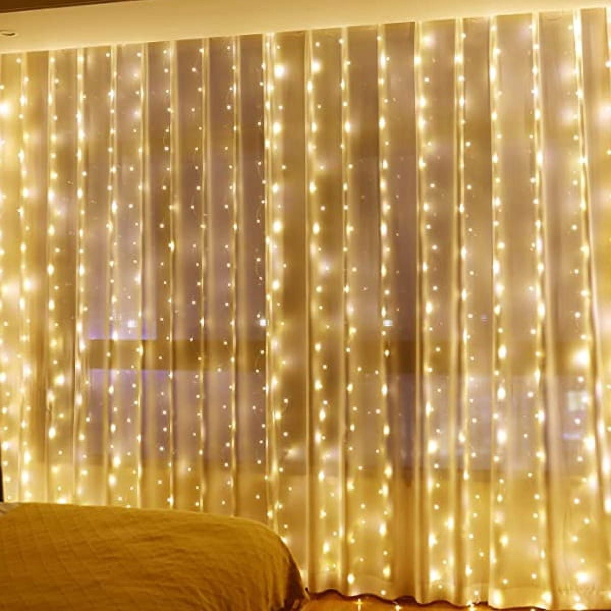 Perfect Holiday Indoor Window 96 LED Curtain String Light, Battery ...