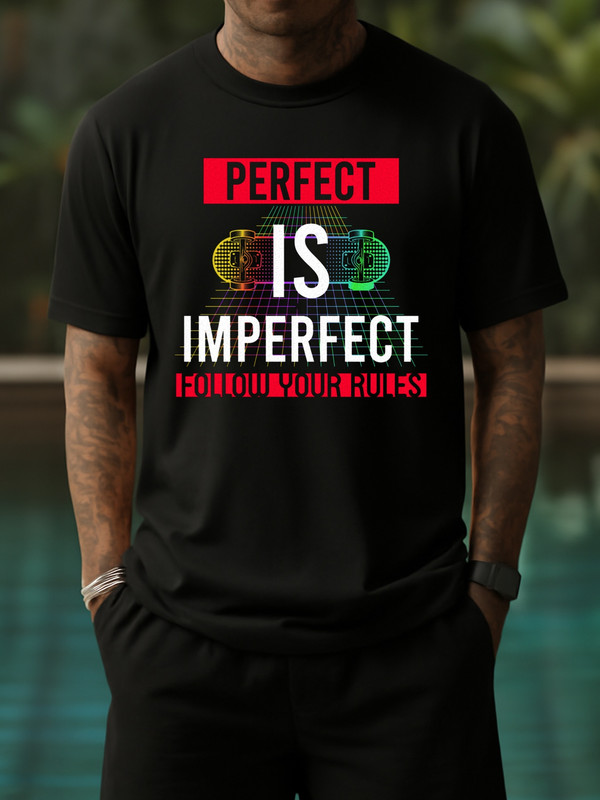 Perfect Imperfect Christmas plain t-shirt men 180G 100% Cotton black ...