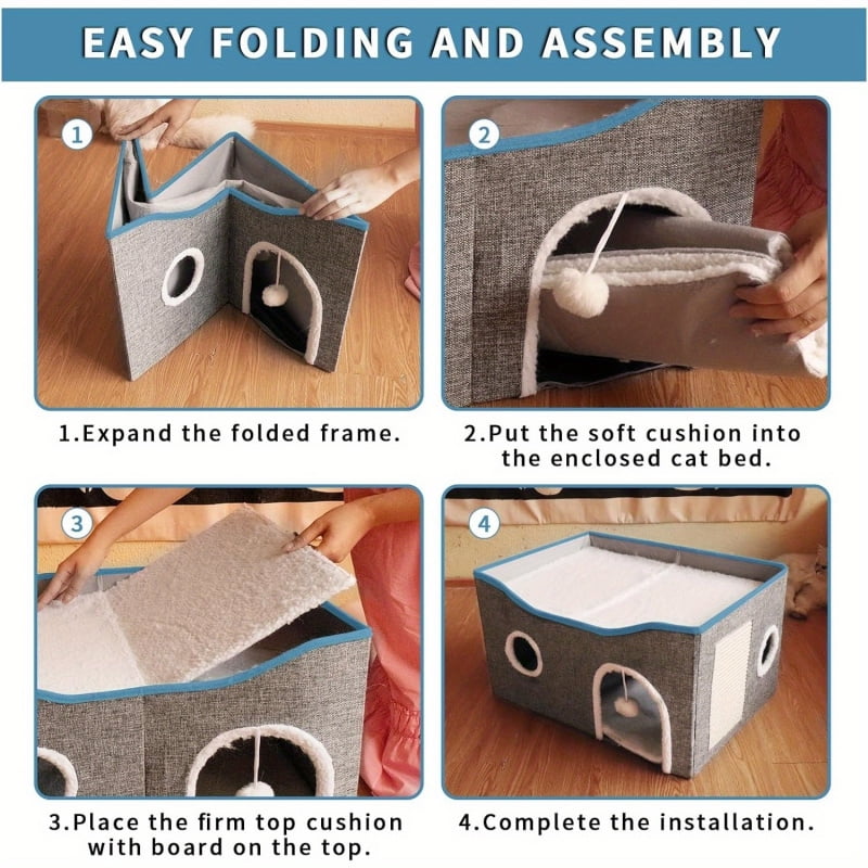 Perfect Indoor Shelter Extra-Wide Cat House for Indoor Cats - Large Cat ...