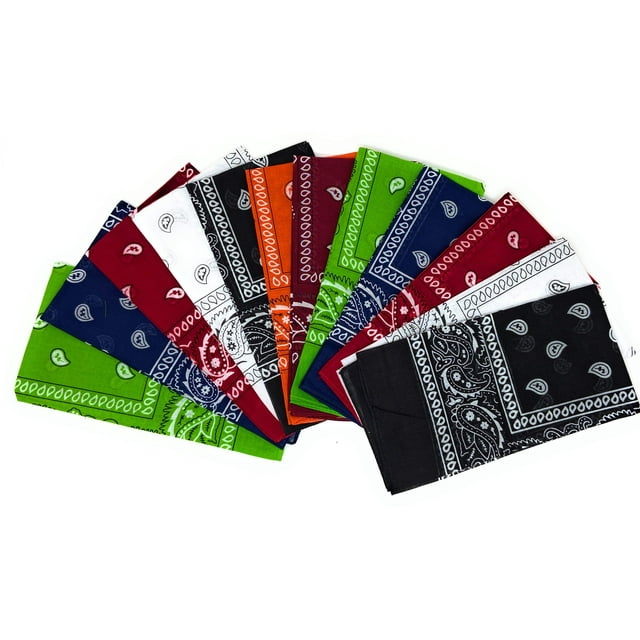 Perfect Life Ideas 100% Cotton Bandanas For Men - 12 Pack Multi-Use ...