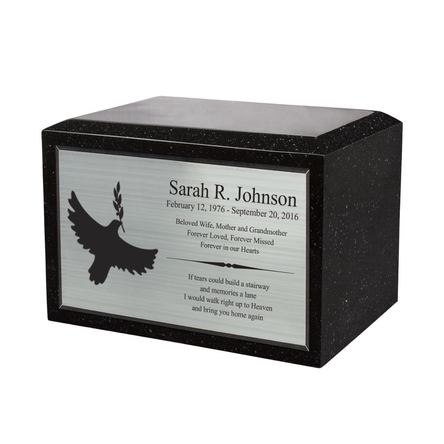 Perfect Memorials Black Granite Burial Vault Urn - Walmart.com