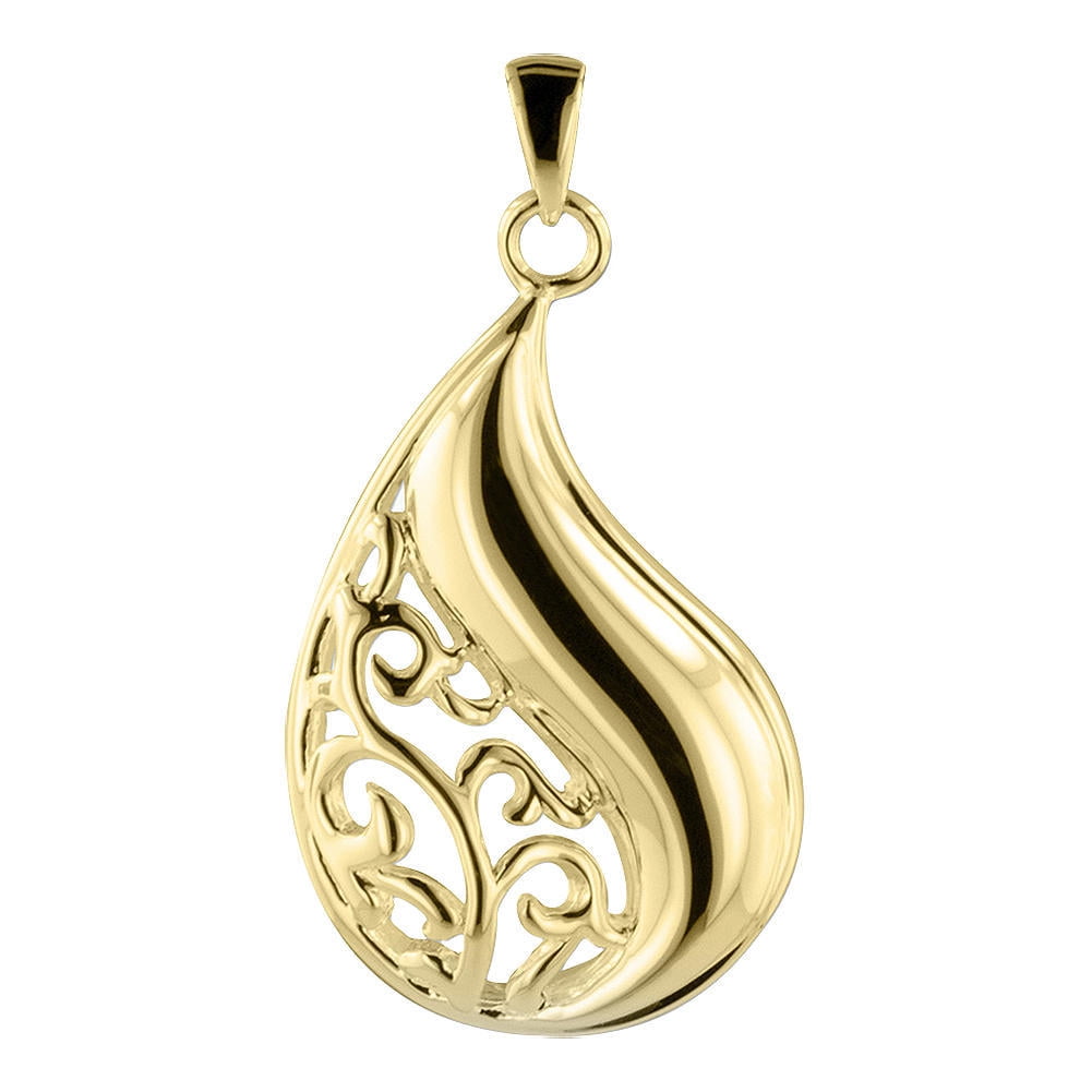 Perfect Memorials Filigree Tear Heart 14k Gold Vermeil Cremation ...