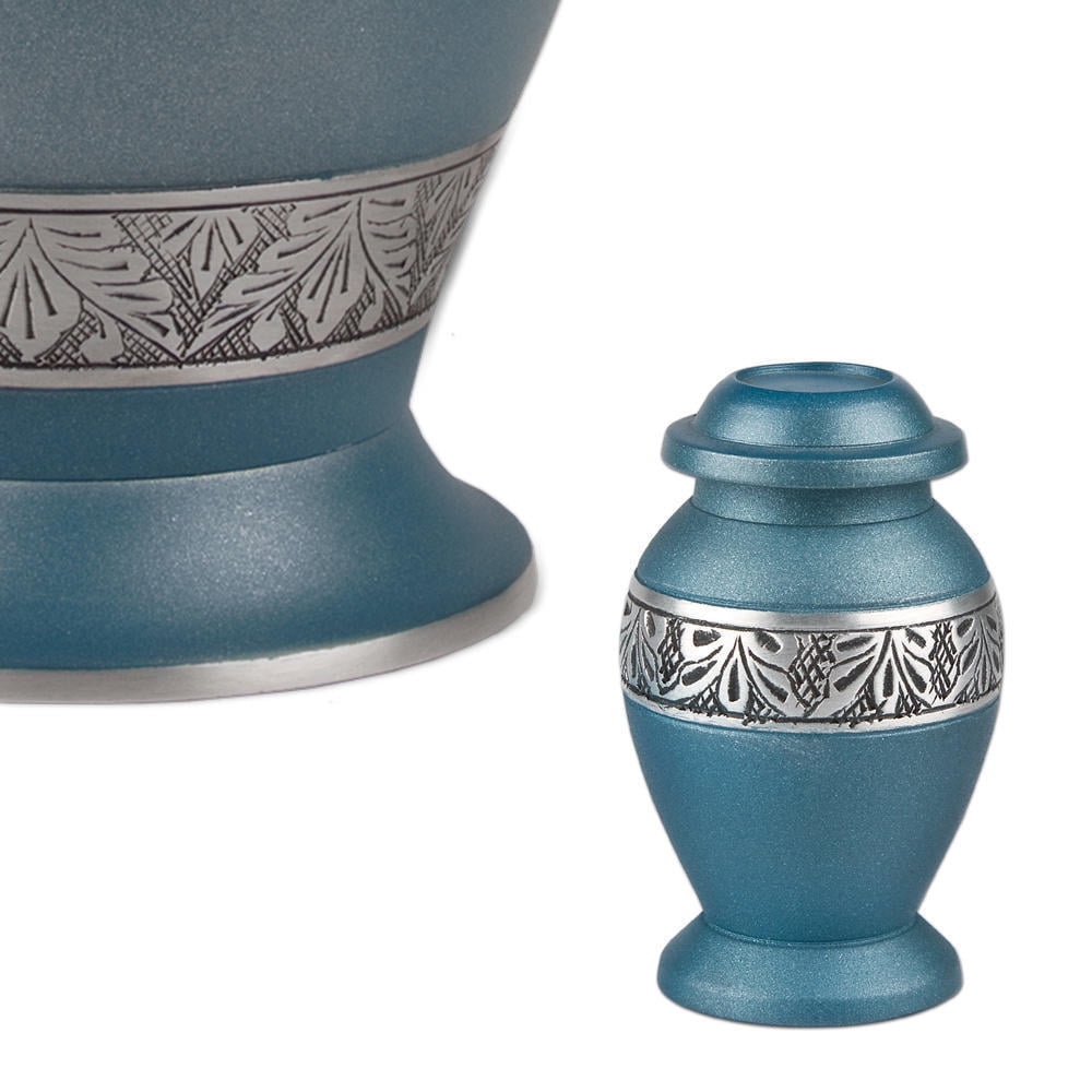 Perfect Memorials Slate Blue Leaves Keepsake Cremation Urn - Walmart.com