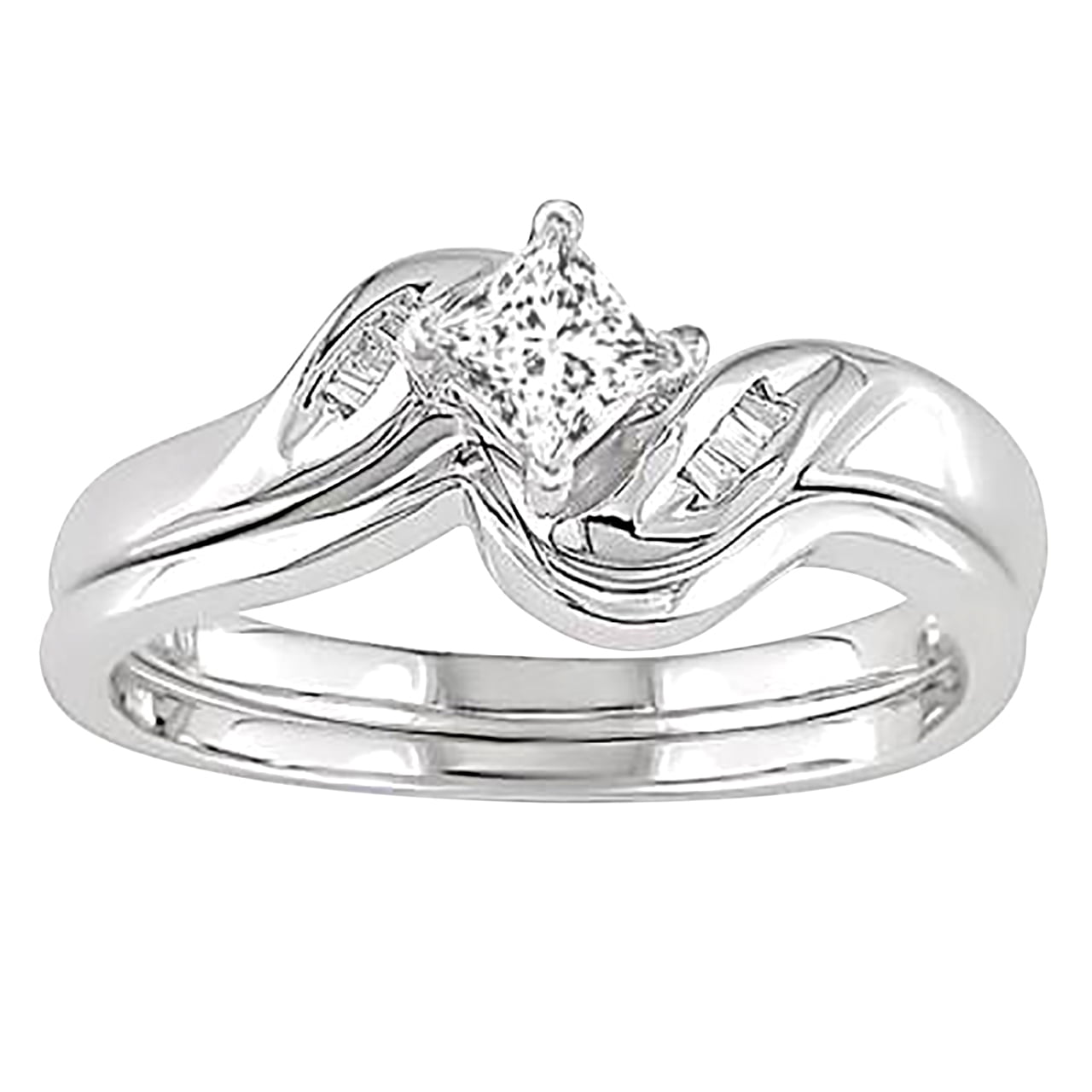 Perfect Moissanite Bridal Ring Set 1.15 Carat Sterling Silver with 18k ...