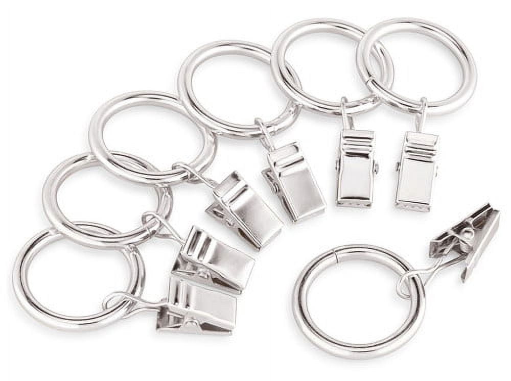 Walmart 1 Inch Iron Metal Curtain Clip Rings for Drapery in Chrome, Set ...