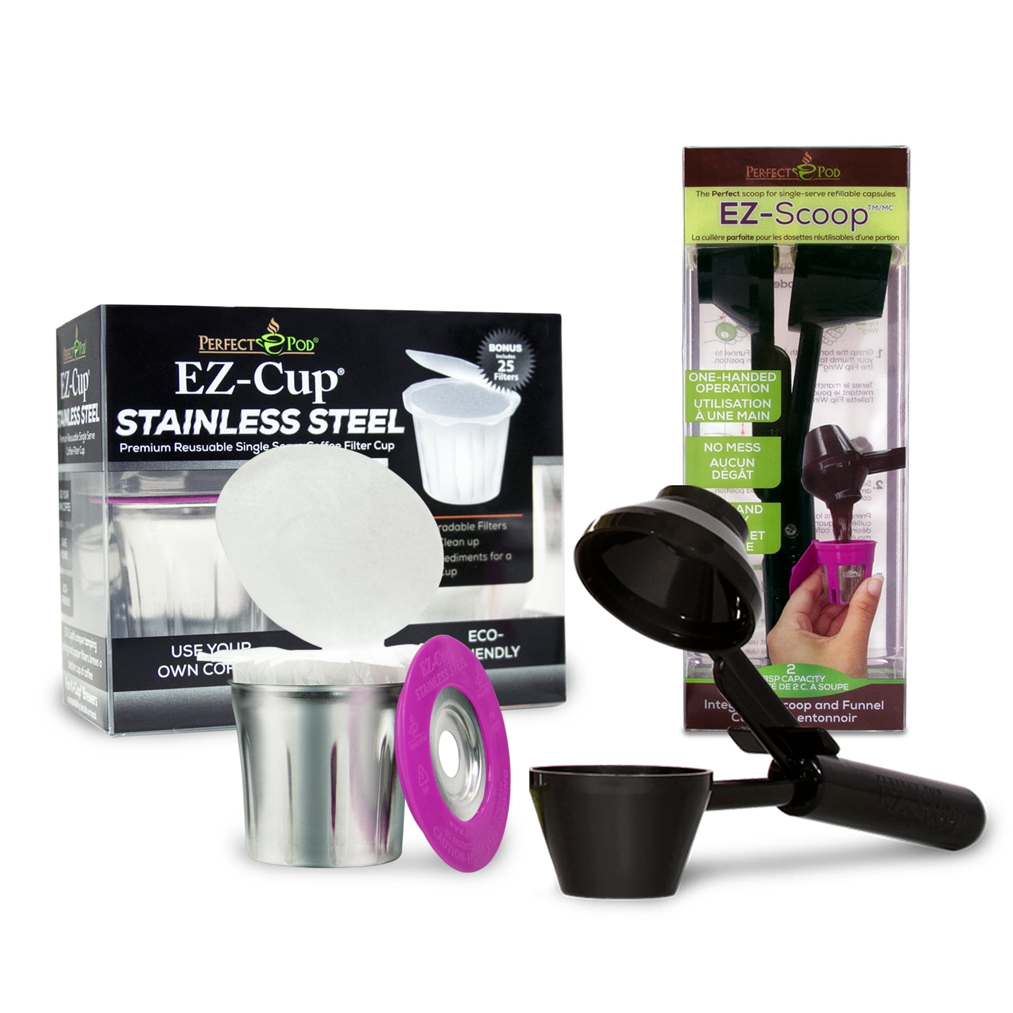 Perfect Pod EZ-Cup Stainless Steel 2.0 Value Bundle with EZ-Scoop and ...