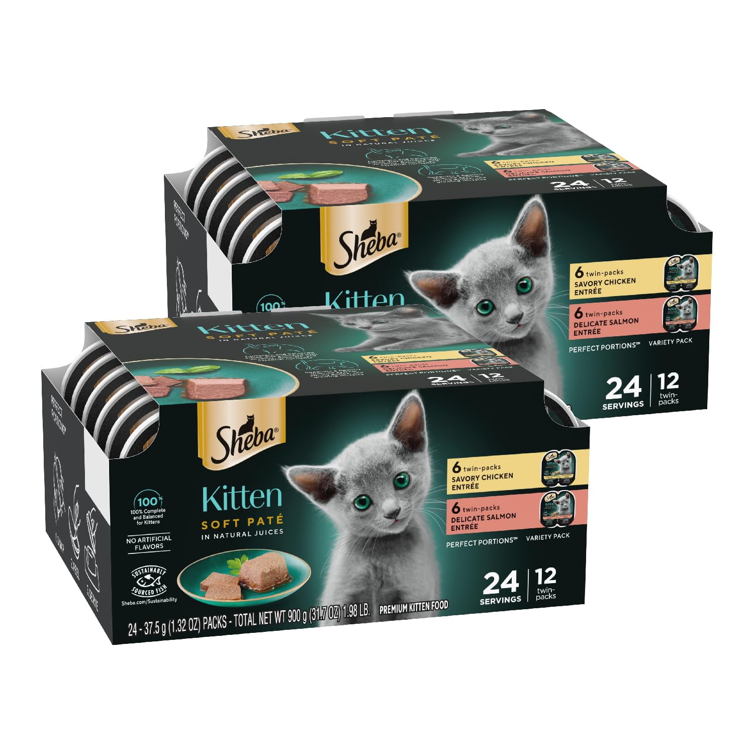 Perfect Portions Kitten Wet Cat Food Pate Chicken Entree And Salmon ...