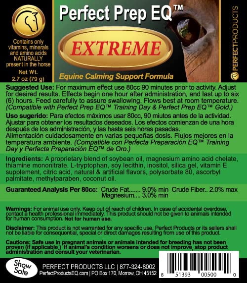 Perfect Prep EQ Extreme Original Horse Calming Paste, Show Safe, 80cc ...