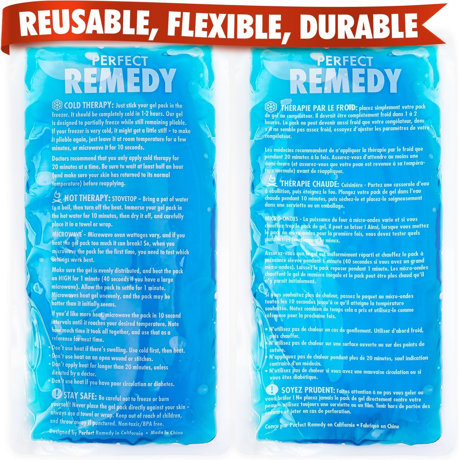 Perfect Remedy Gel Ice Packs, Reusable Hot or Cold Therapy, Pain Relief ...