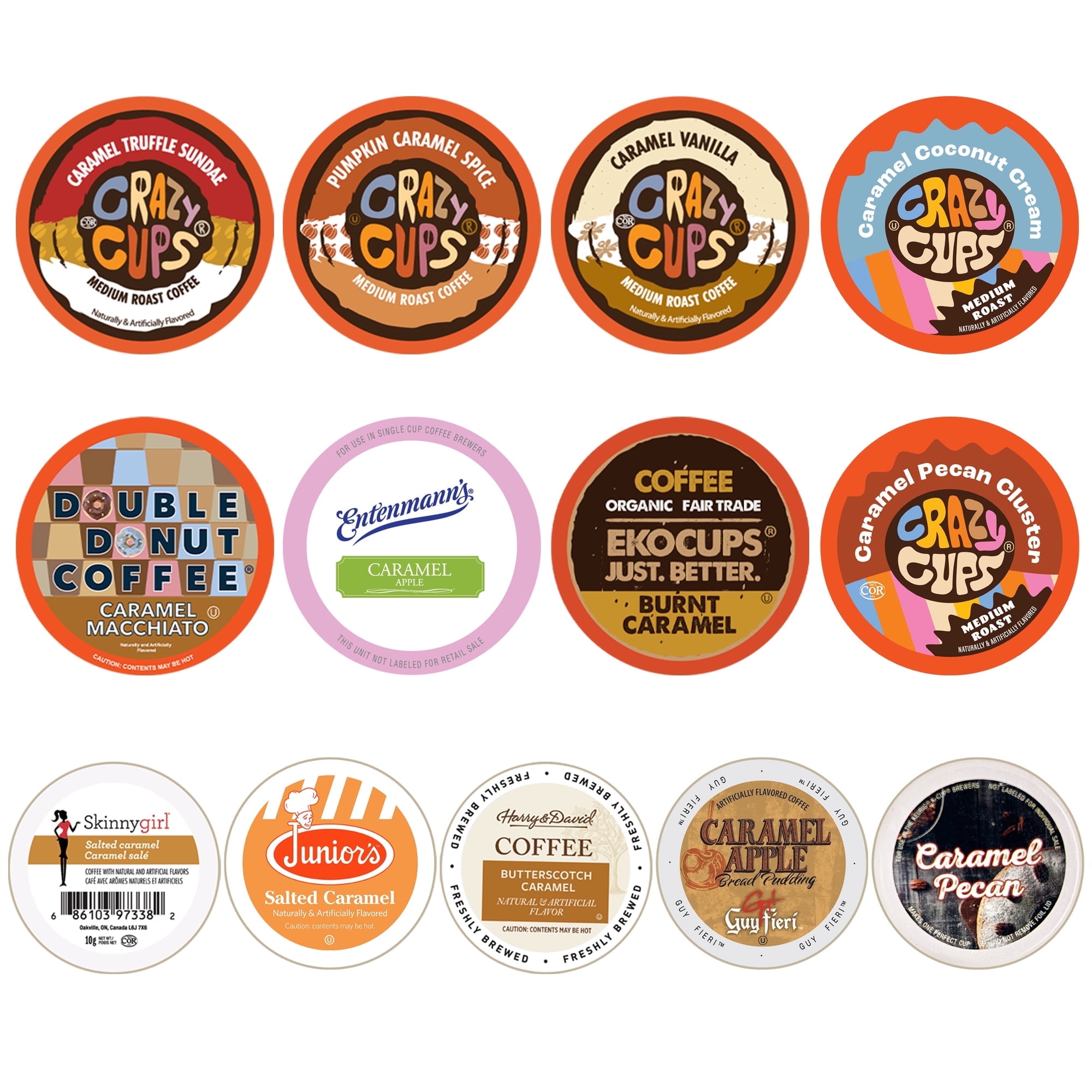 Perfect Samplers Caramel Coffee Pods Variety Pack, Medium Roast Coffee ...