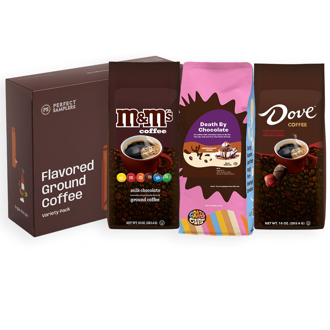 Perfect Samplers Ground Coffee Variety Pack- M&M's, Dove, Death By ...