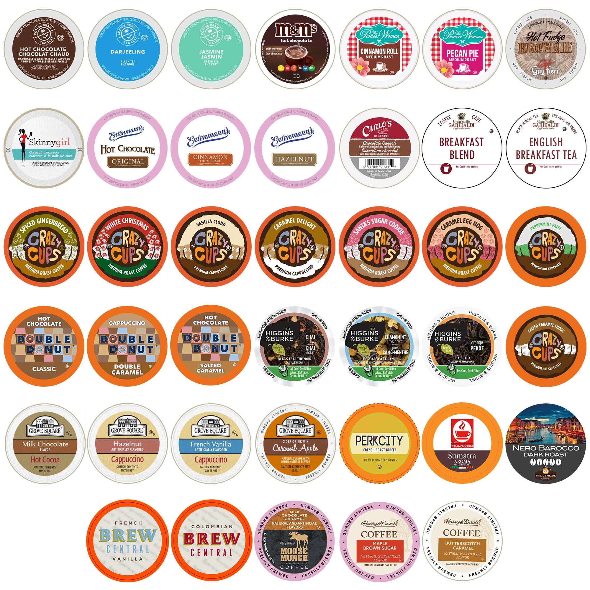 Perfect Samplers Single FEV6 Serve Variety Pack, Flavored Coffee Pods ...