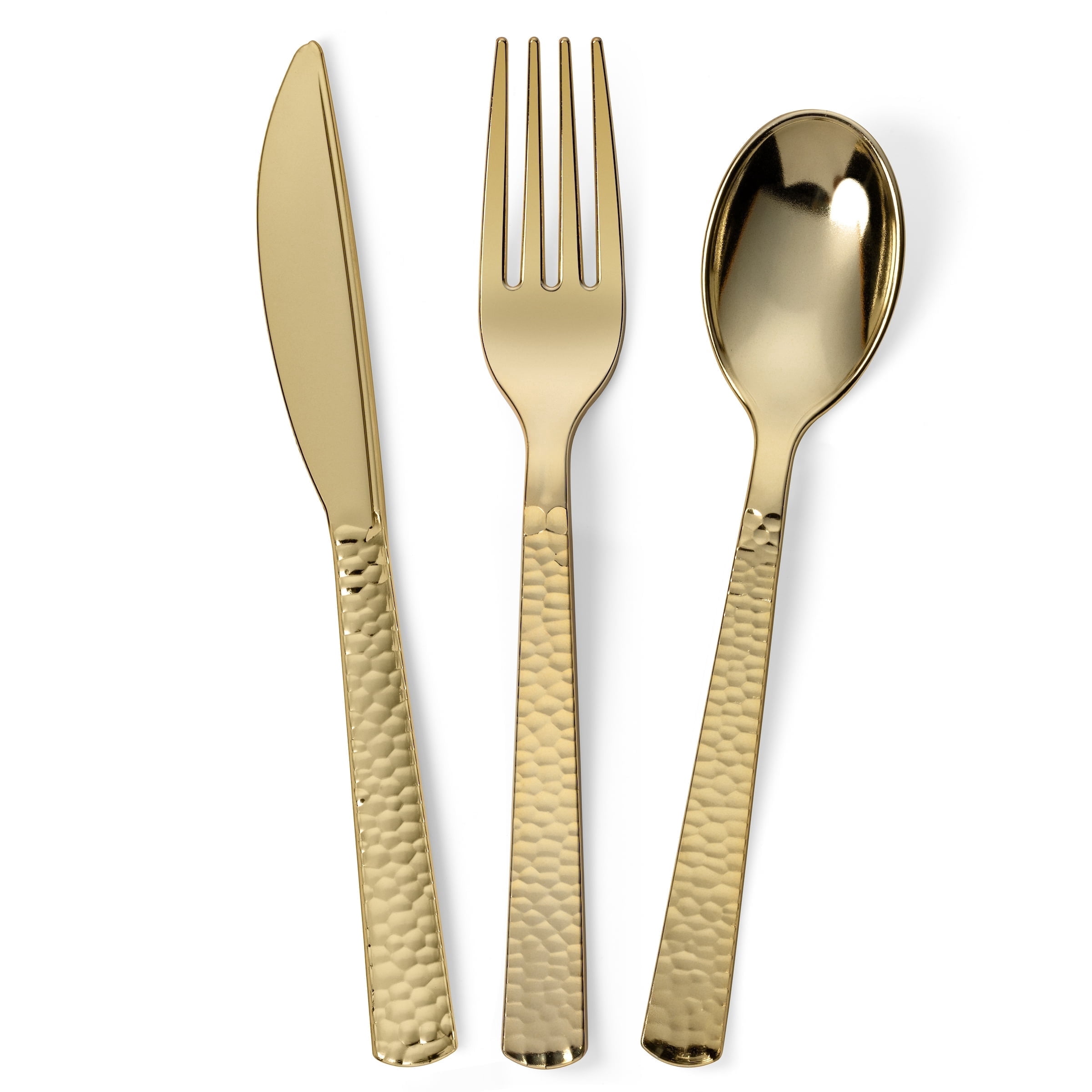 Perfect Settings 150-Piece Gold Plastic Disposable Cutlery Sets, Heavy ...