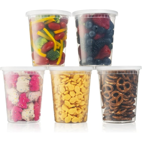 Perfect Settings 32 oz Deli Containers with Lids [24 Pack] – BPA-Free ...