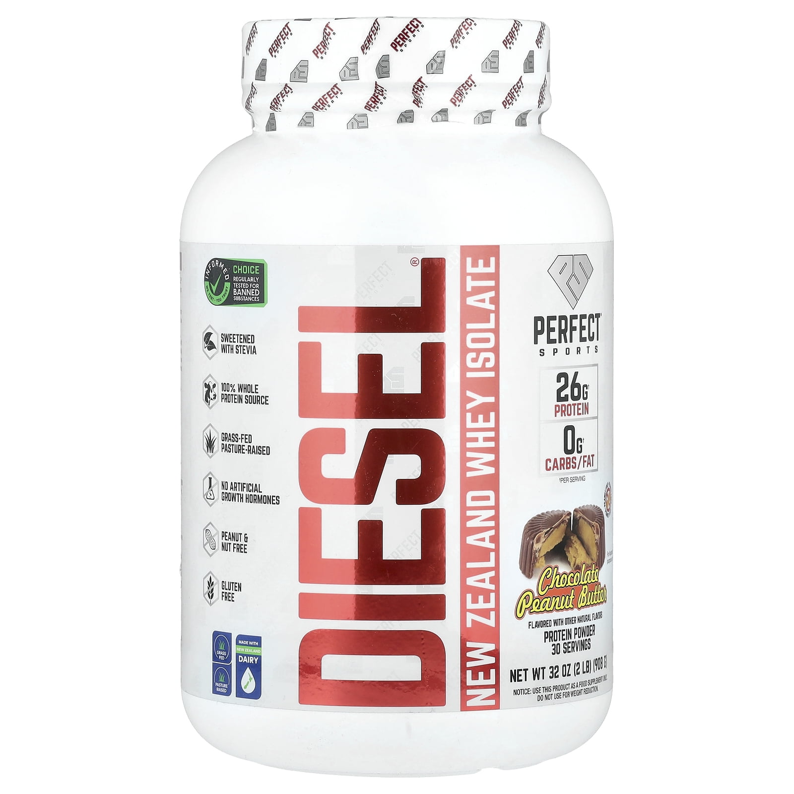 Perfect Sports Diesel, New Zealand Whey Isolate, Chocolate Peanut ...