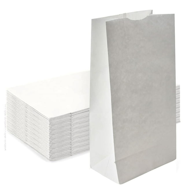Perfect Stix 4lb Kraft White Paper Bags - Pack of 50 Count (Kraft White ...