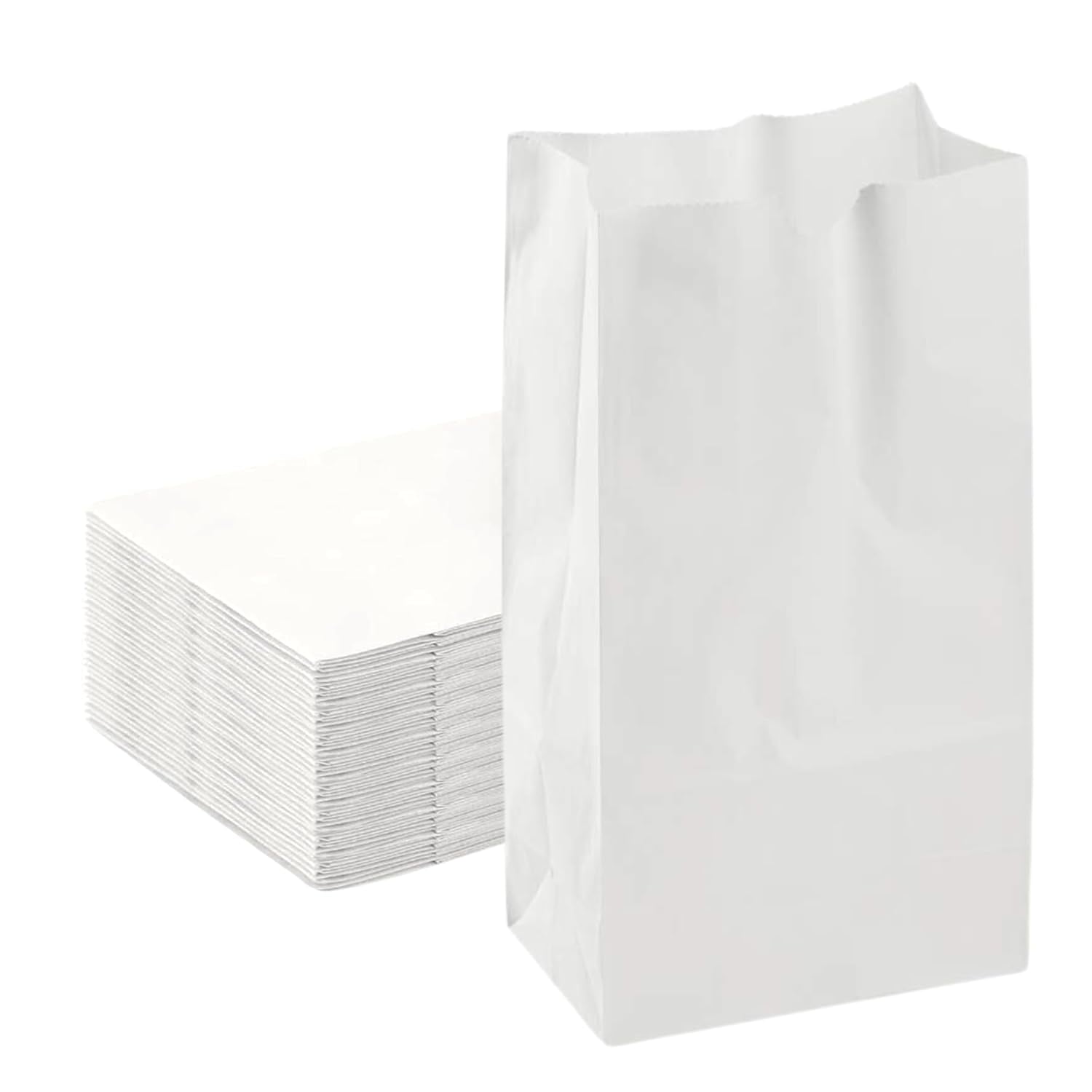 Perfect Stix 4 lb Kraft White Paper Bags, Pack of 50, Durable White ...