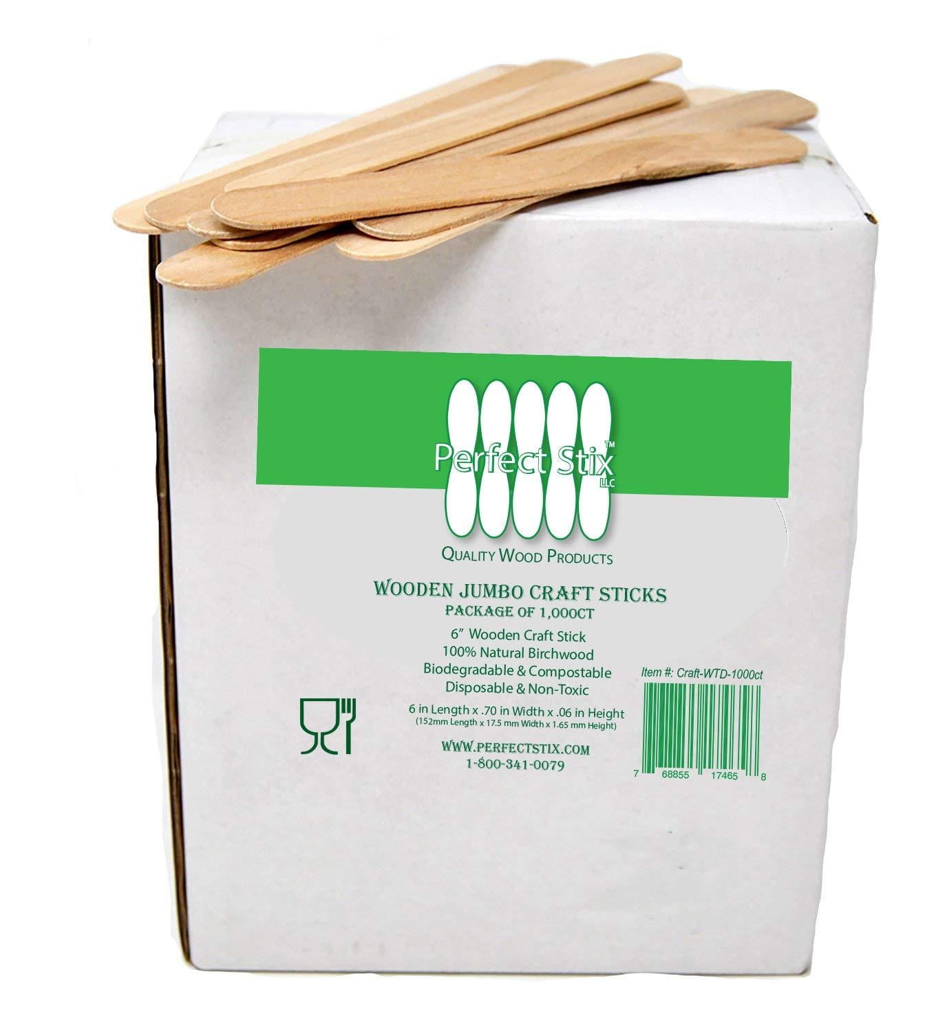"Perfect Stix Craft WTD-1000 Eco-Friendly Birchwood Jumbo Craft Sticks ...