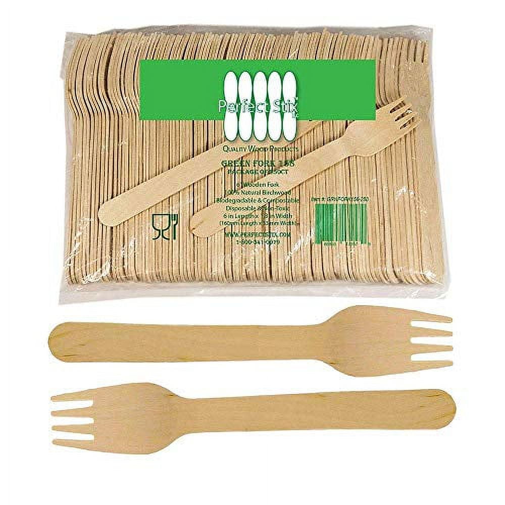 Perfect Stix Green Fork 158-250ct Disposable Wooden Forks (Pack of 250 ...