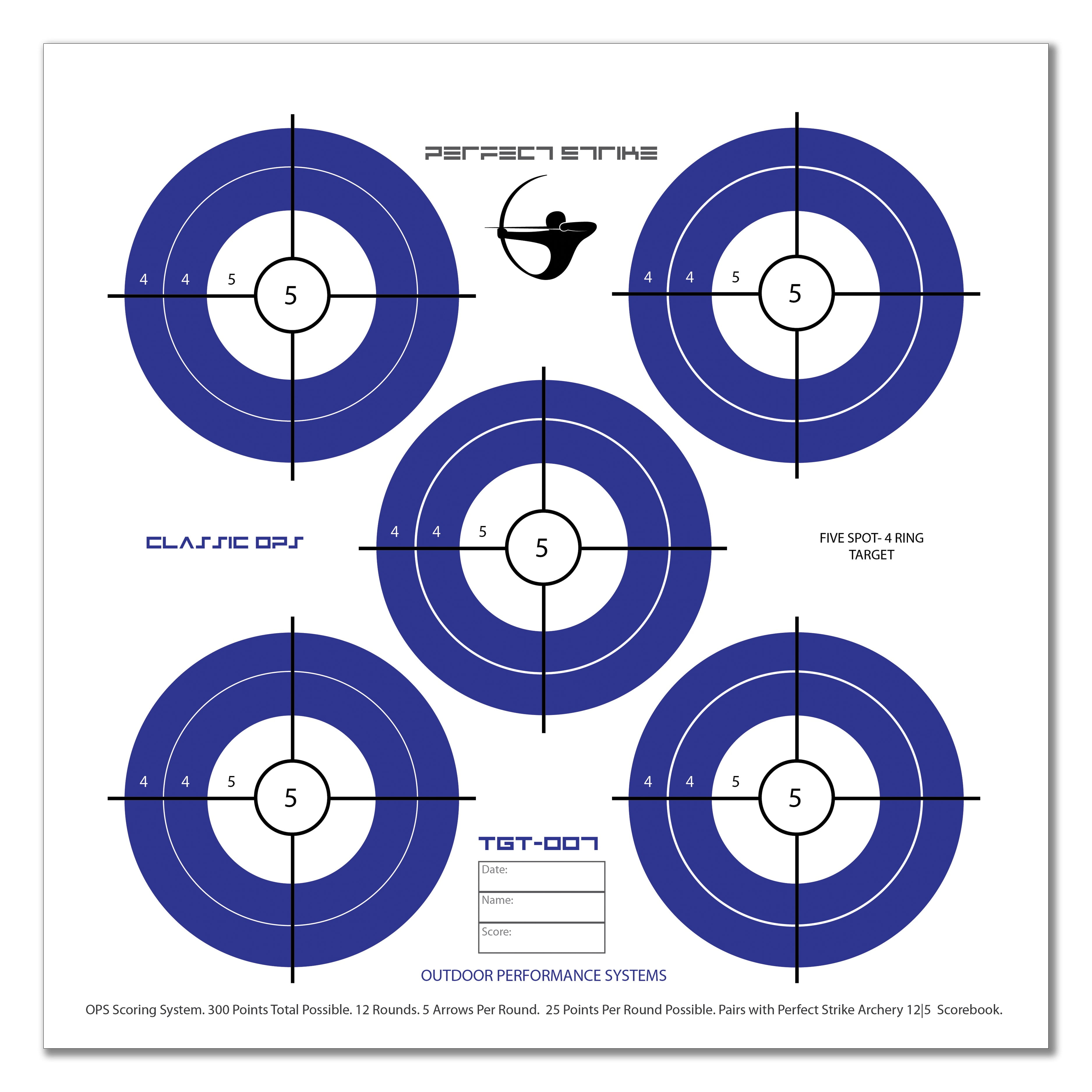 Perfect Strike ARCHERY SYSTEM Targets. CLASSIC OPS No. 007. Five Spot ...