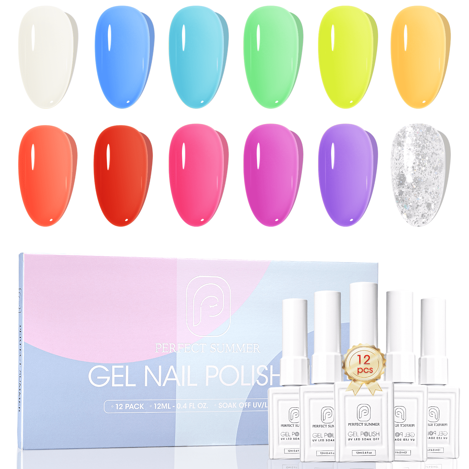 Perfect Summer Jelly Rainbow Gel Nail Polish, 12 ml Each, Translucent ...