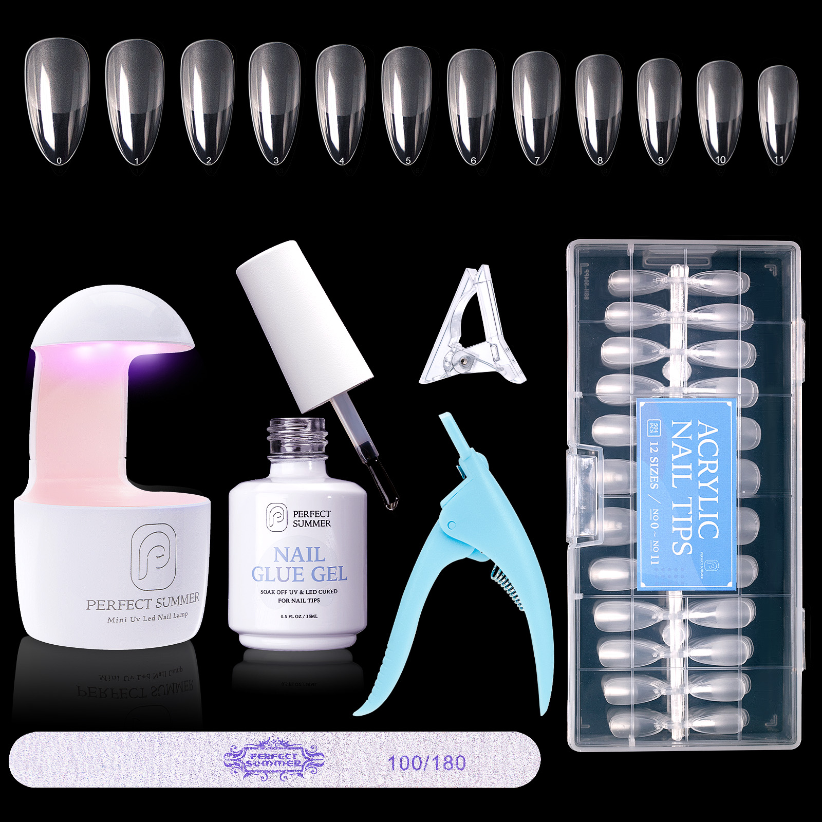 500x Natural/Clear/White False Nail Tips Acrylic UV Gel French Art ...