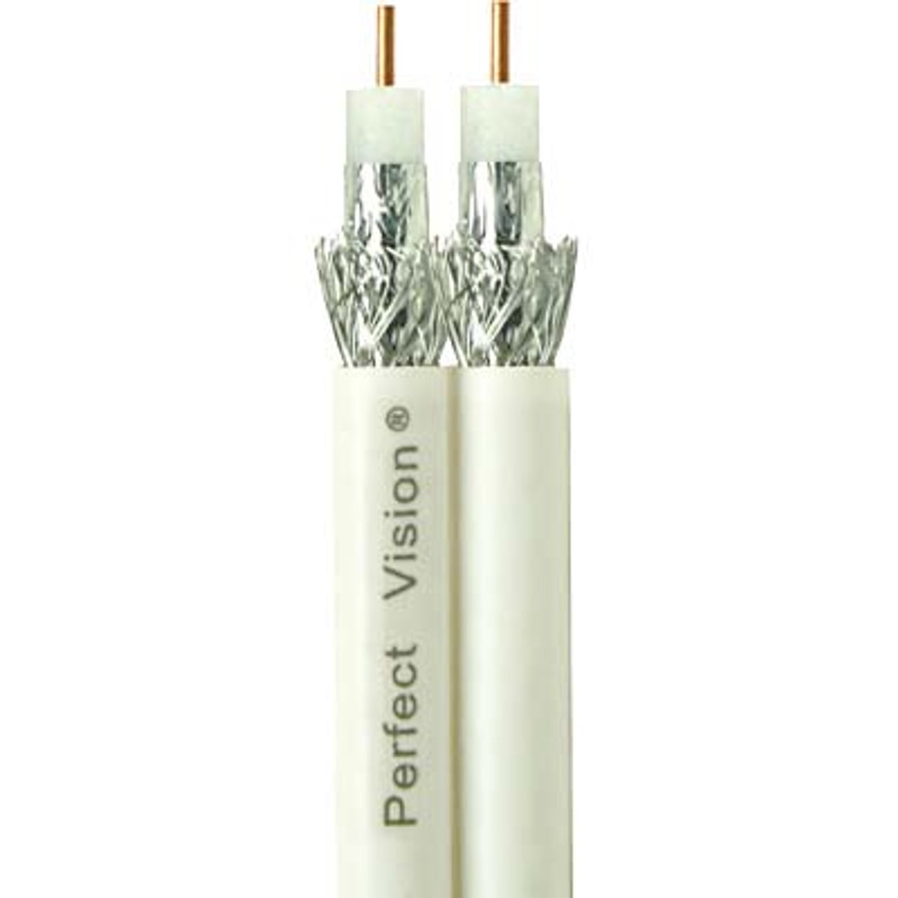 Perfect Vision PVCX2W 500 Ft Dual Coaxial Cable RG6 Solid Copper White ...
