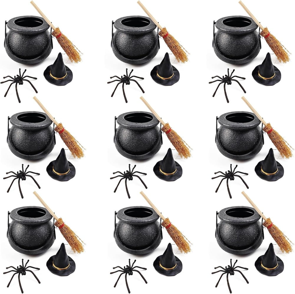 Perfect for Halloween! 48PCS Mini Witch Cauldron Set - 12 Small Black ...