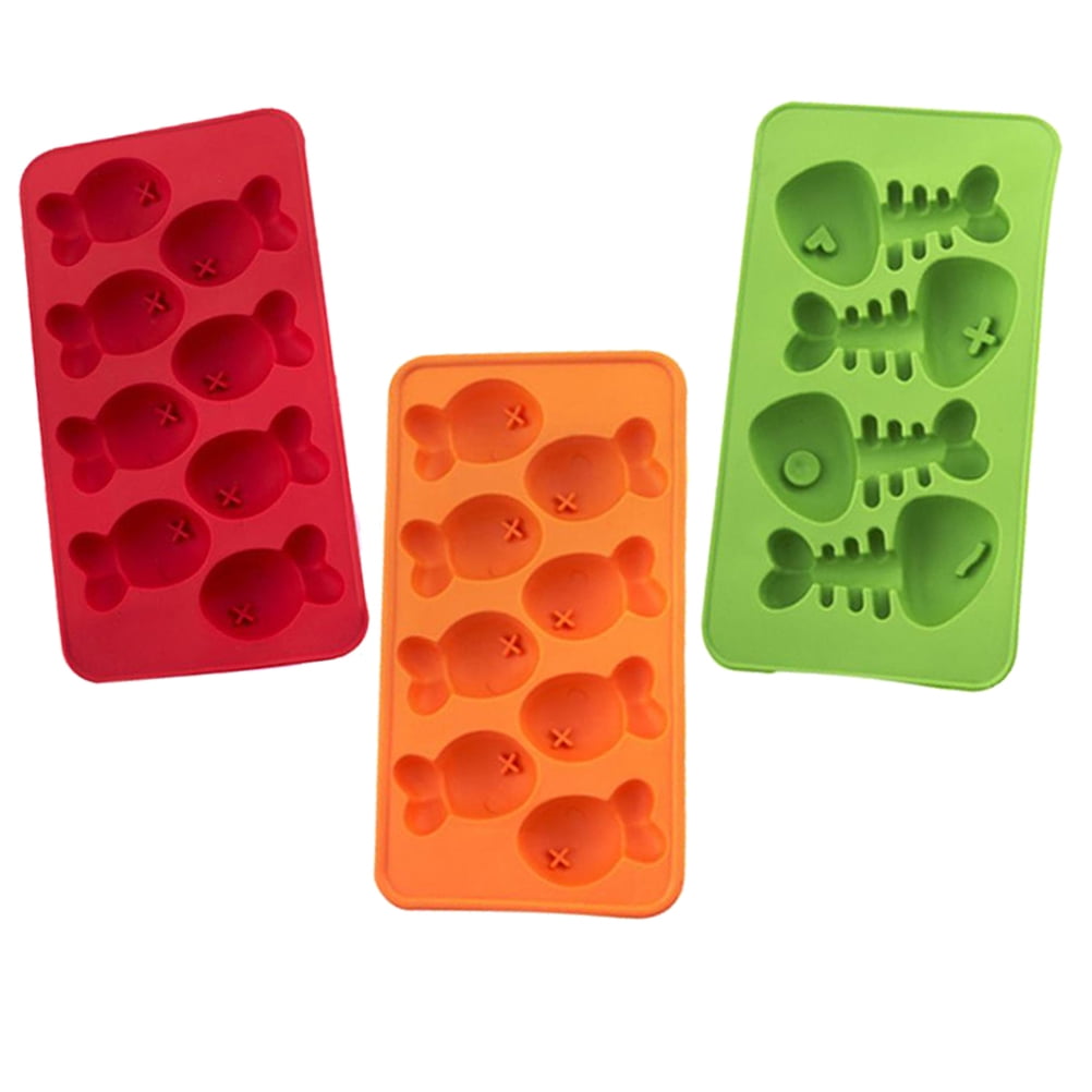 Fishbone Silicone Ice Cube Molds Tray 1 Set Popsicle Maker Lolly Mould ...