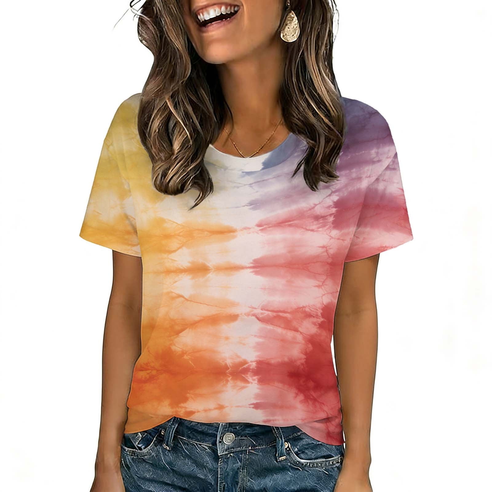 Perfectbot Tie Dye T-Shirts for Women & Men - Hippie Short Sleeve Loose ...