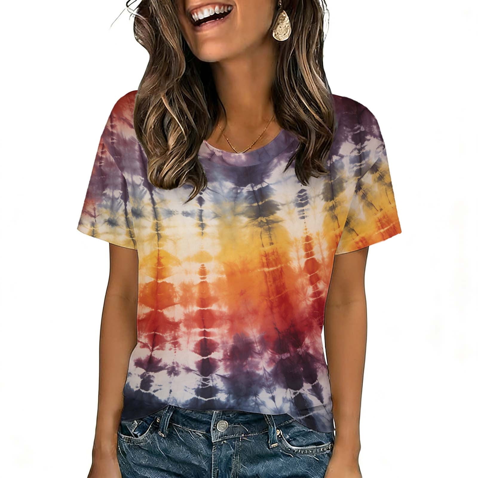 Perfectbot Tie Dye T-Shirts for Women & Men - Hippie Short Sleeve Loose ...