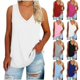 Perfectbot Women's Plus Size V Neck Tank Top, Sleeveless Side Slit ...