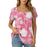 Perfectbot Women's Print Square Neck Top – Summer Short Sleeve Henley ...
