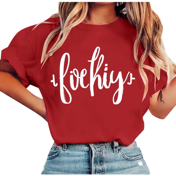 Perfectbot Women's Short Sleeve Round Neck Tees - Letter Print Cute ...