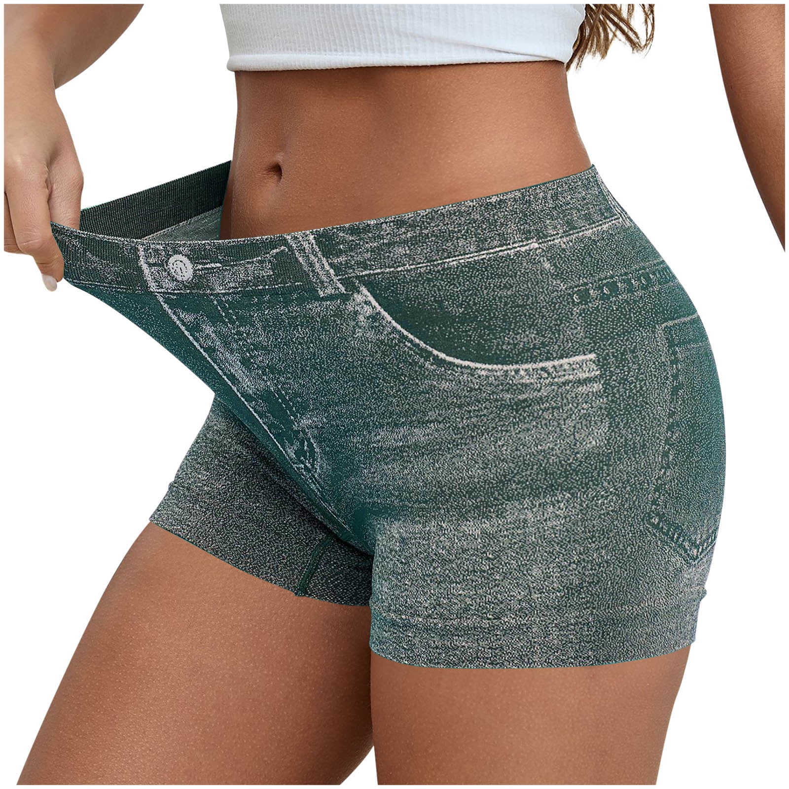 Perfectbot Women's Stretch Faux Denim Shorts, High Waist Mock Jean ...