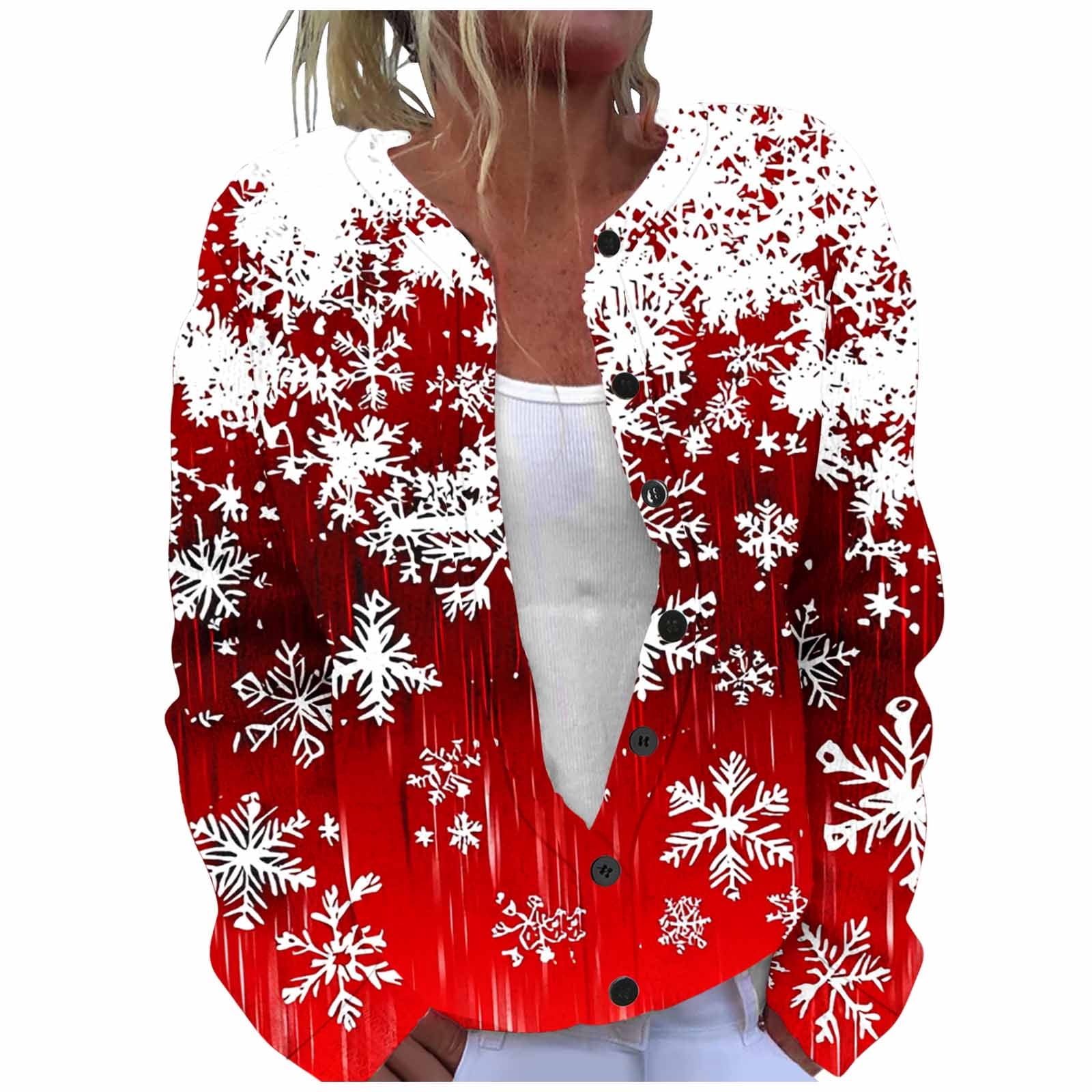 Perfectbot omen's Funny Christmas Cardigan - Cute Open Front Button ...