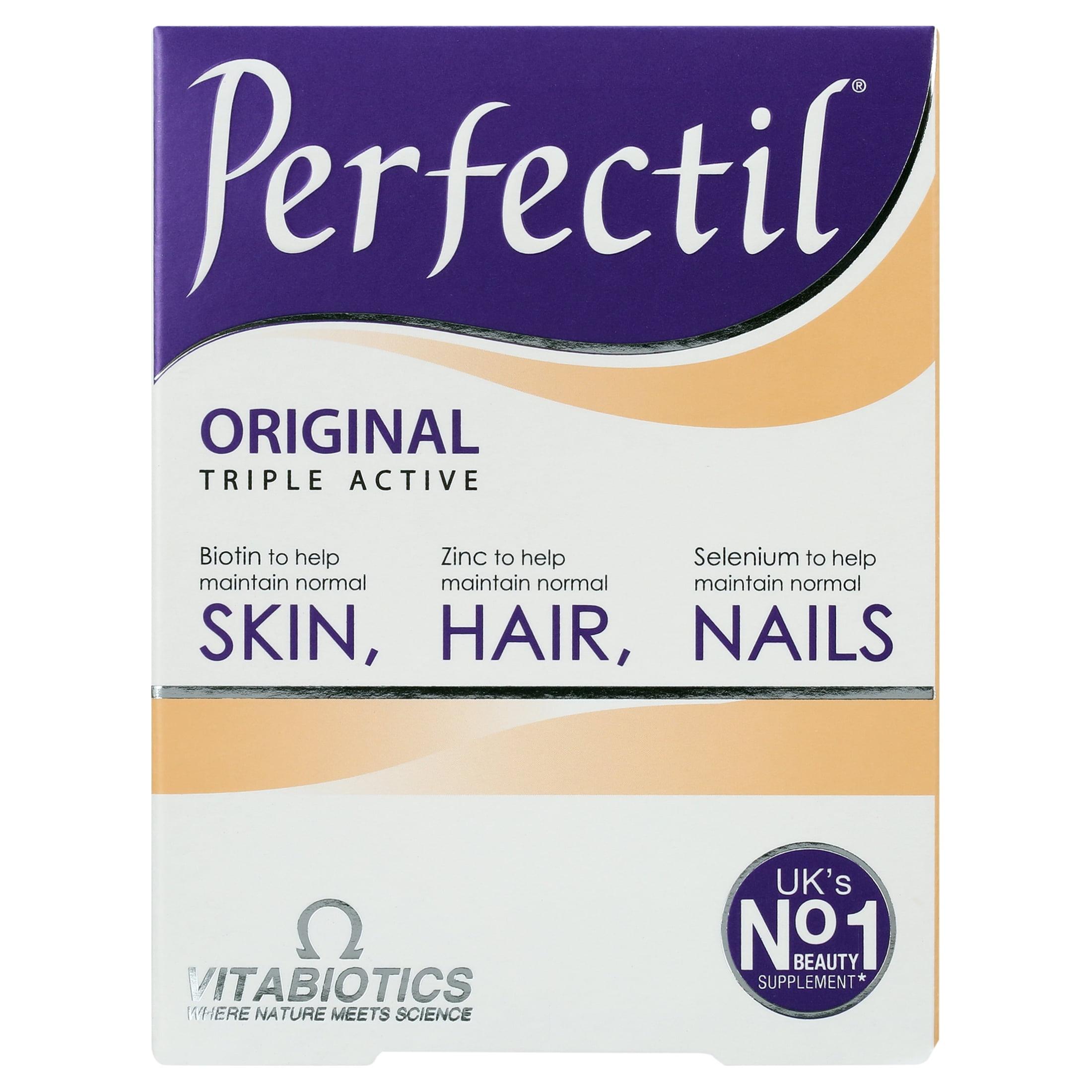 Perfectil Triple Active, Skin Hair Nail Nutrition with Collagen, Biotin ...