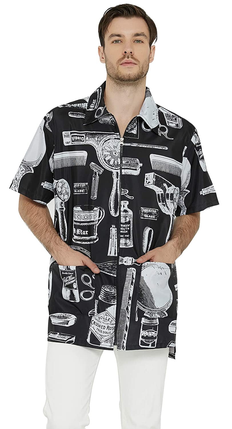 Perfehair Barber Jacket for Men, Hair Stylist Grooming Smock Vest Shirt ...