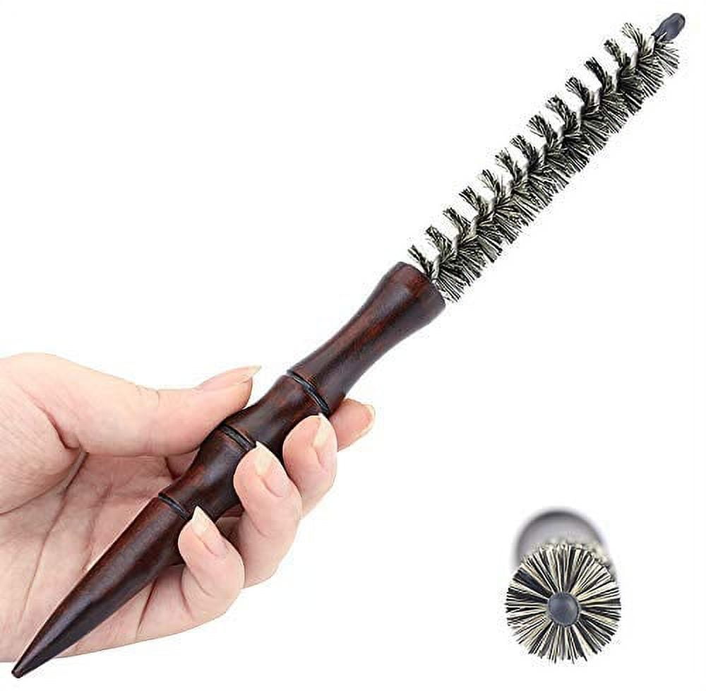 Perfehair Small Round Hair Brush for Short Hair, Mini Boar Bristle ...
