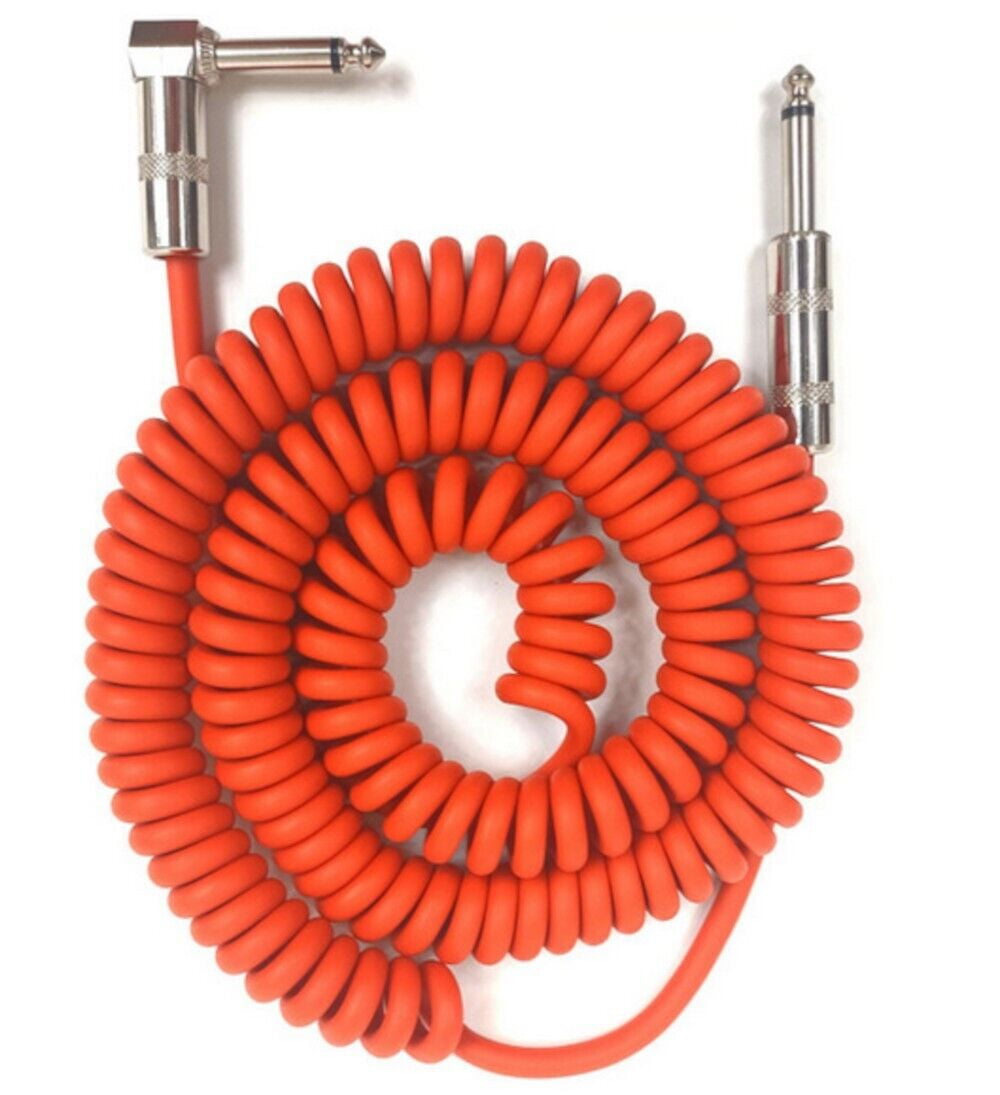 Perfektion Guitar Cable Instrument Coiled Heavy Duty Red 20ft Right ...