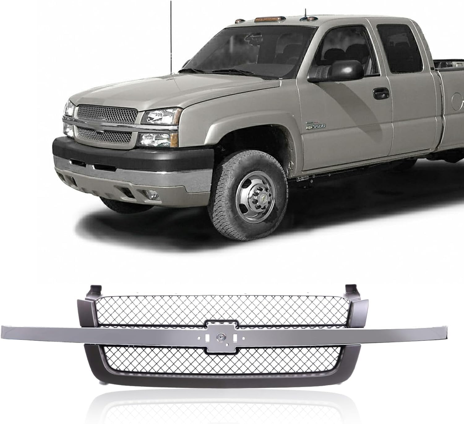 Perfit Liner Front Grille Grill Bright &Texture Dark Gray With Chrome ...