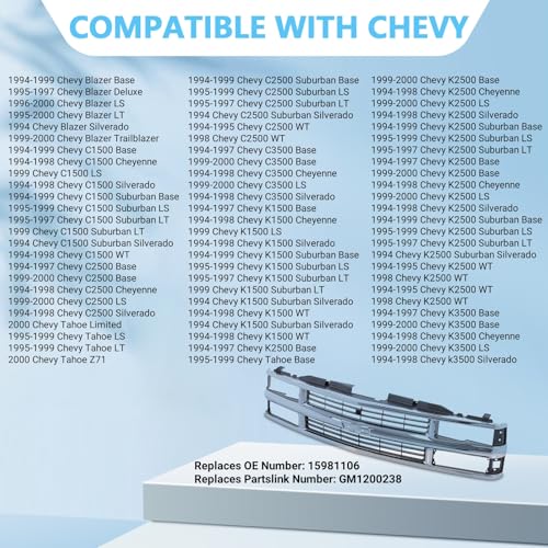 Perfit Liner Front Grille Grill Chrome Shell and Black Insert ...