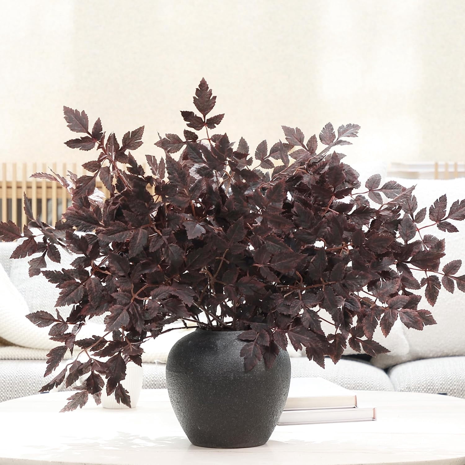 PERFNIQUE 6 Pack Artificial Plum Cimicifuga Leaf Sprays, 24" Faux ...