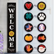 Interchangeable Wall Leaning Welcome Sign with 8 Magnetic Season Icons ...