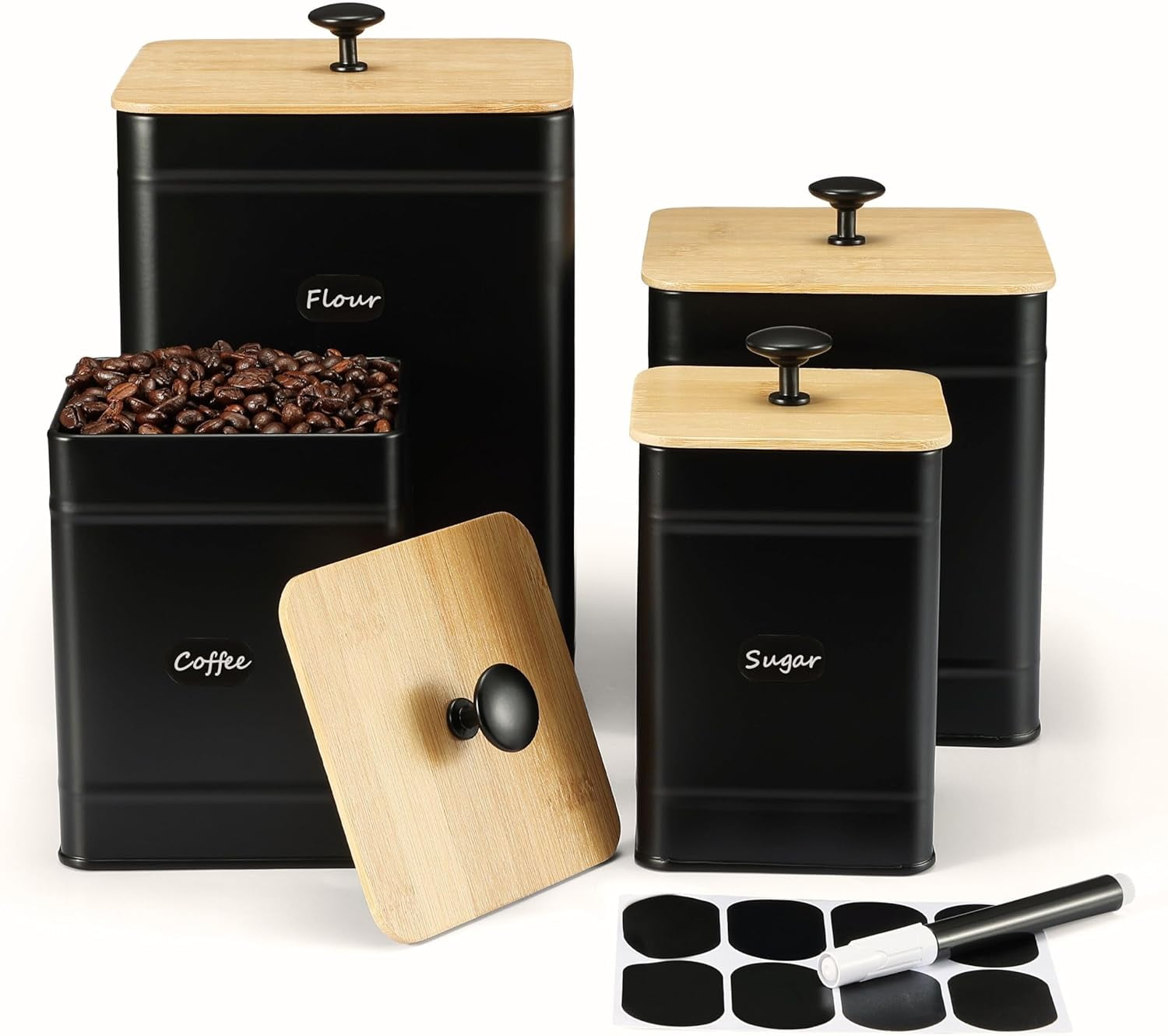 PERFNIQUE Kitchen Canisters Set of 4 Food Storage Containers with ...