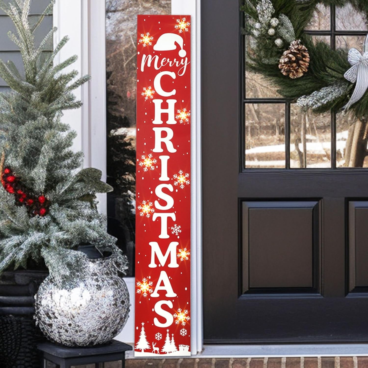Perfnique Merry Christmas Sign, 47.3" Welcome Sign for Front Door ...