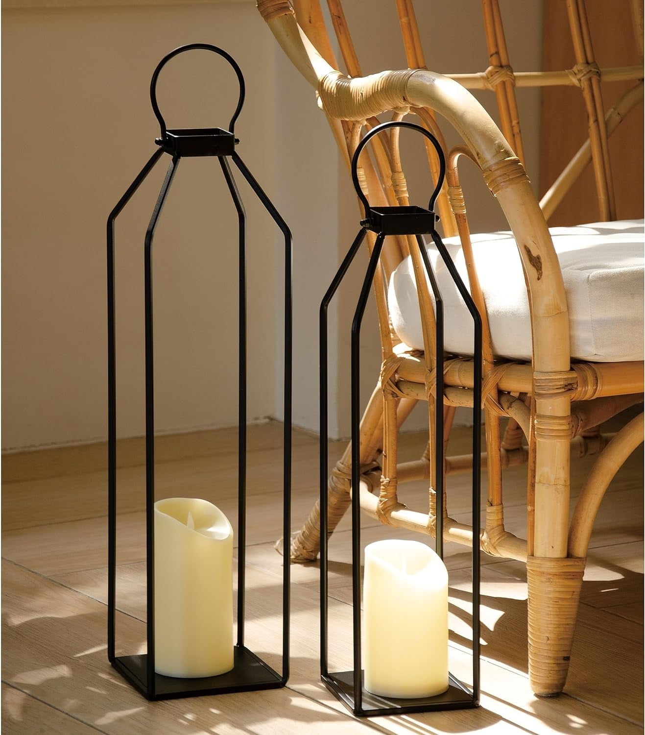 Free Shipping! PERFNIQUE Modern Farmhouse Black Lantern Set of 2 with ...