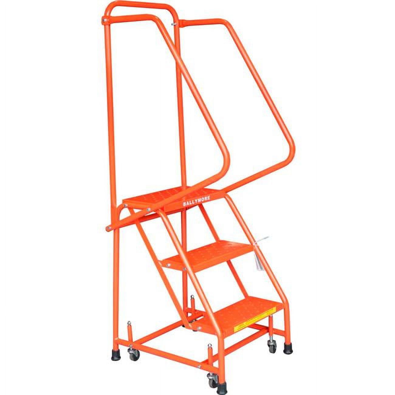 Perforated 16 in. 3 Step Steel Rolling Ladder with 10 in. Top Step ...