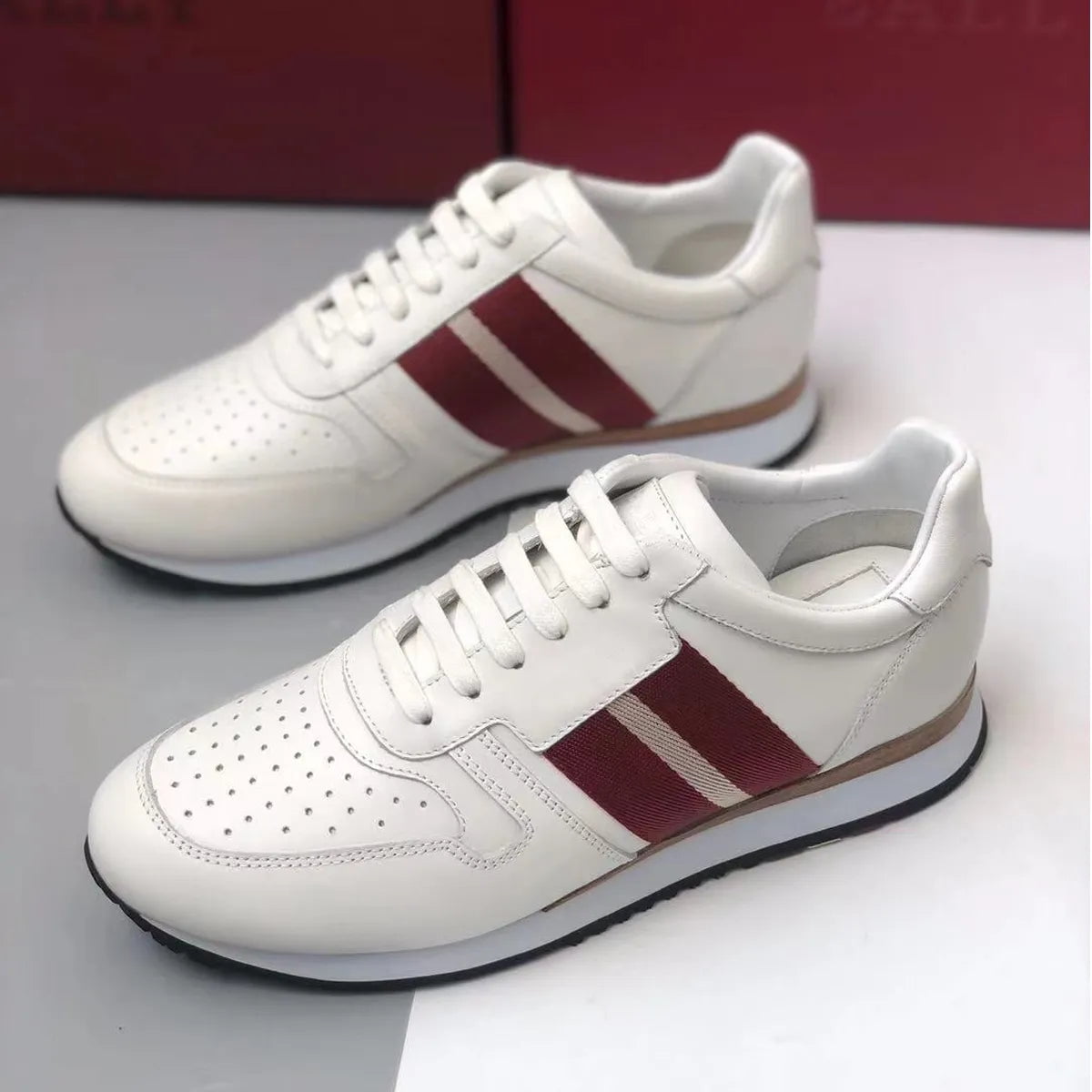 Perforated Breathable Men's Casual Shoes Male Designer Leather Matching ...